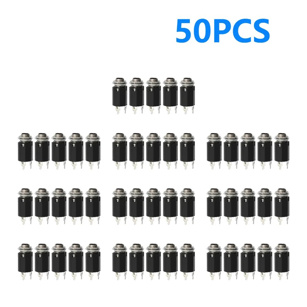 50шт. Гитарные стерео разъемы 6,35 мм, Цвет: 50PCS