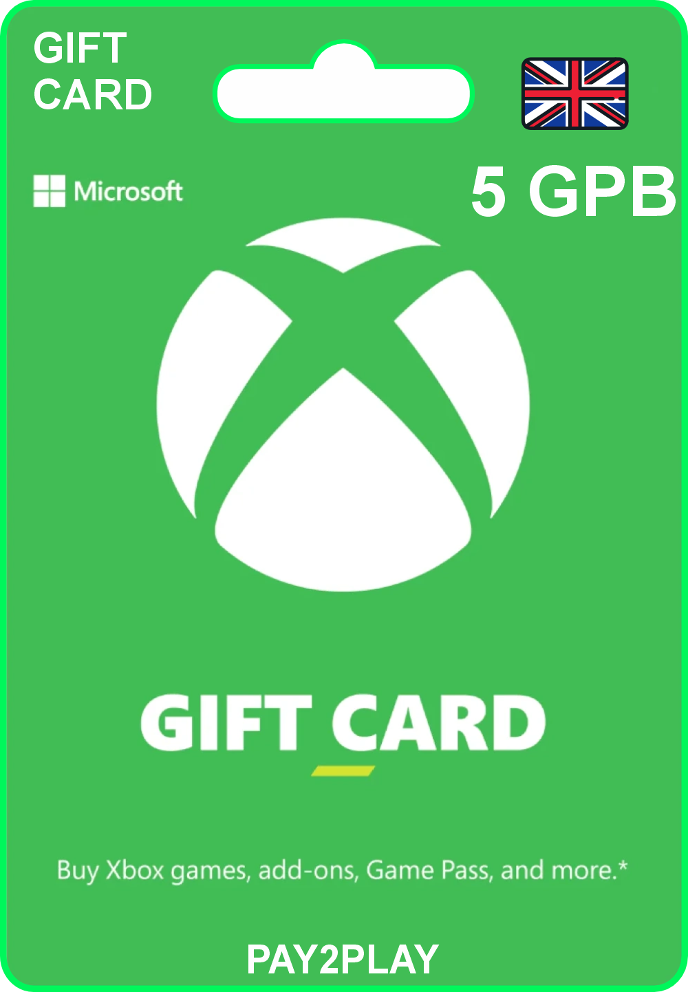 Подарочная карта XBOX 5 GBP / Великобритания / Цифровой код, пополнение счета / XBOX Digital Gift Card Great Britain