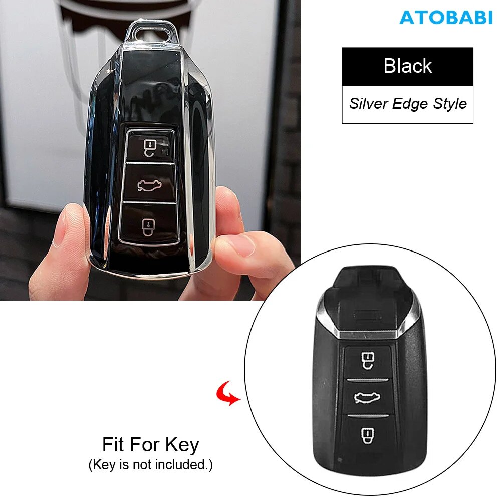 Чехол для автомобильного ключа из ТПУ, смарт-чехол для ключа с дистанционным управлением, держатель для ключей, автомобильные аксессуары, принадлежности для DFSK Dongfeng Aeolus AX7 Silver Style-Black