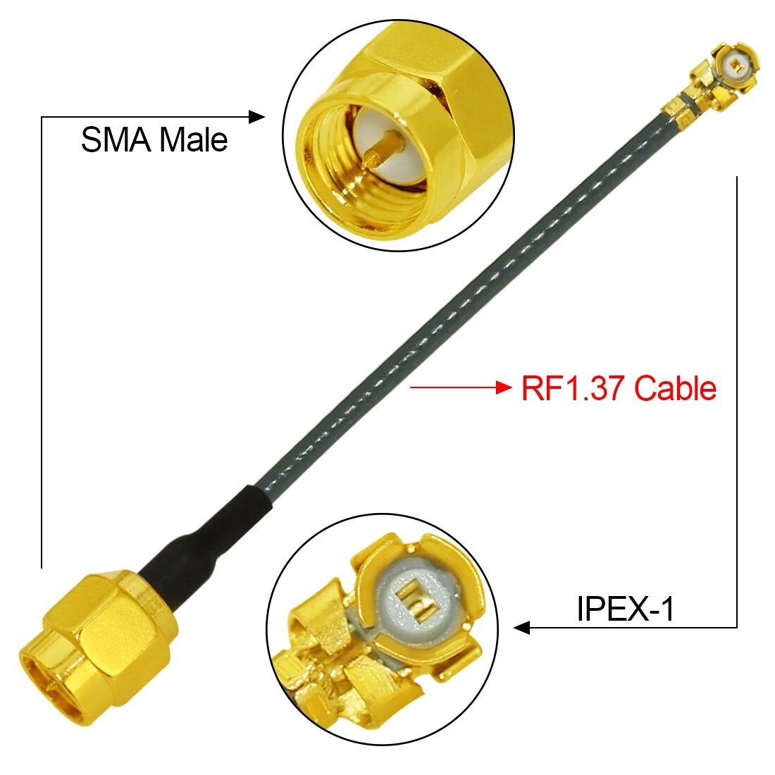 DexMRtiC SMA Cable перемычка U.FL 1.37 мм