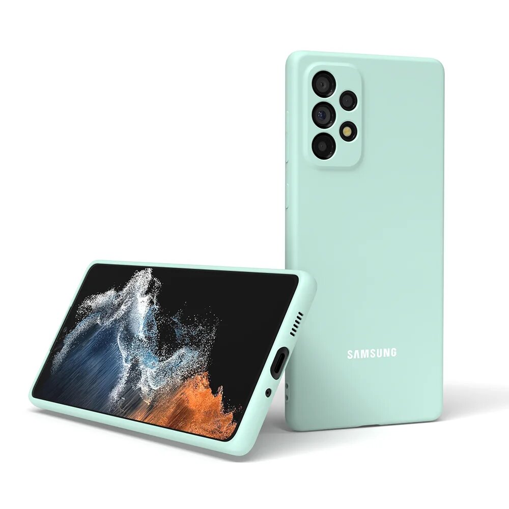 Чехол Samsung Galaxy A33, Light Cyan, жидкий силикон