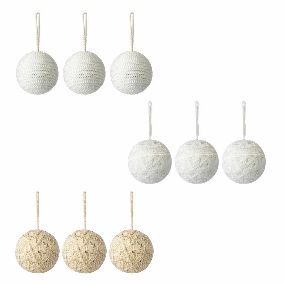 Набор новогодних шаров на елку Tkano New Year Essential White Elegance, 9 шт.
