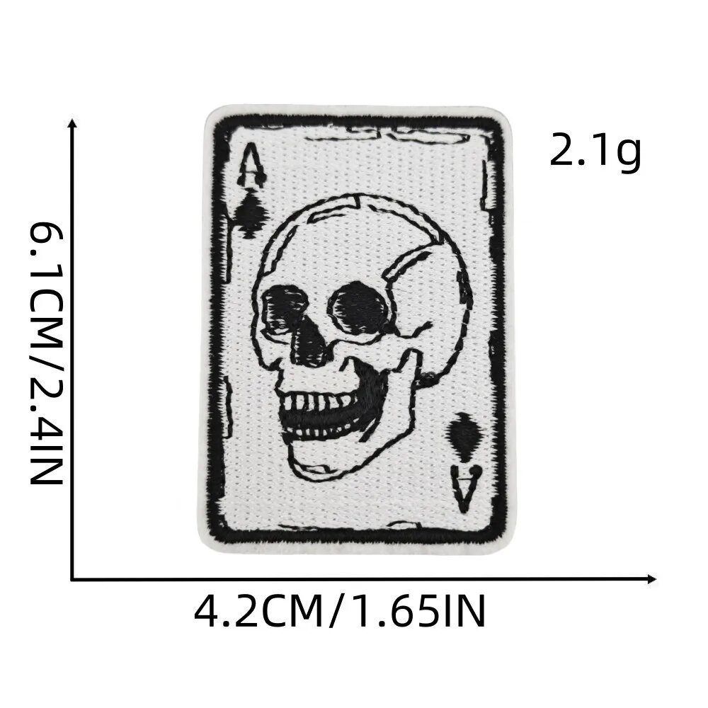 Нашивка череп Ас пик, 4.2x6.1 см, Цвет: 009