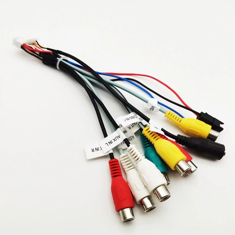 20-контактный аудиокабель RCA, с выходом сабвуфера, видео CVBS, Aux In, управление усилителем, разъемом вентилятора, разъемом для микрофона, для 16-контактного автомобильного Android with mic jack