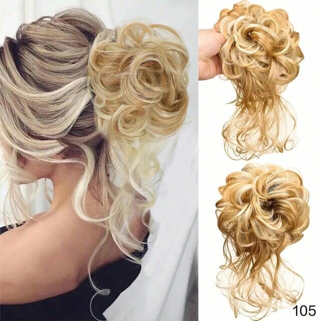 Шиньон-резинка из искусственных волос с локонами Мелированный 105