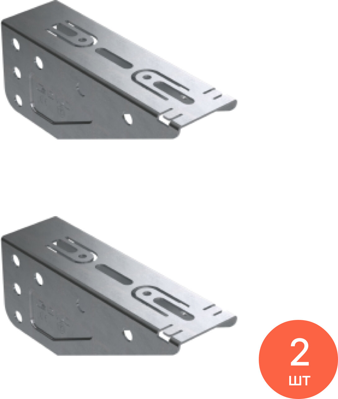 Консоль для кабельных лотков DKC / ДКС ВМ BBM5010 для монтажа трасс, оцинкованная стальная, длина основания 100мм, толщина металла 1.5мм / крепеж (комплект из 2 шт)