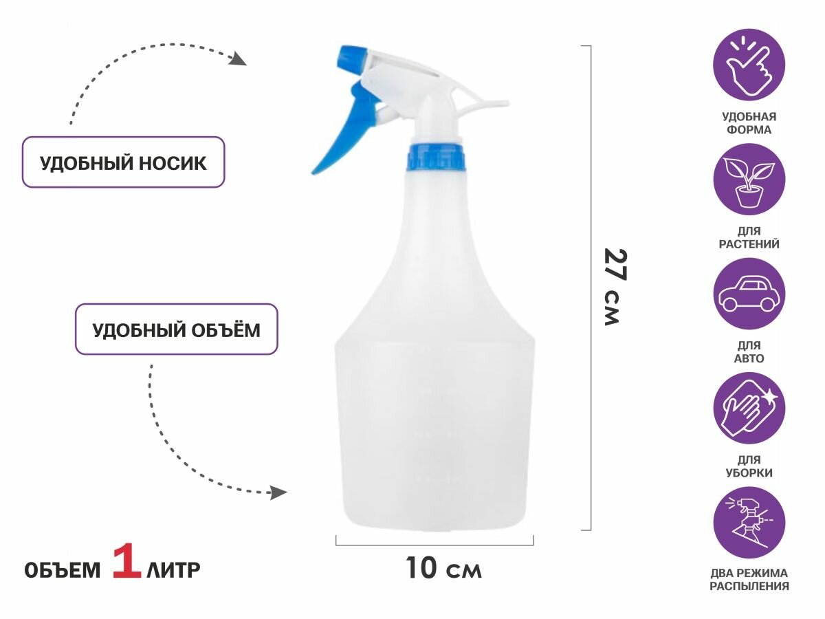 Опрыскиватель ручной с пульверизатором 1 л PERFECTO LINEA, пластиковый (42-201400)