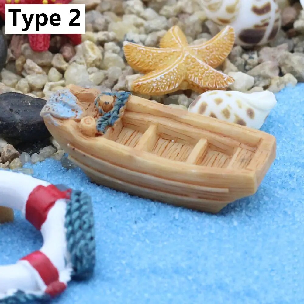 Миниатюрная лодка из смолы, декор Type 2