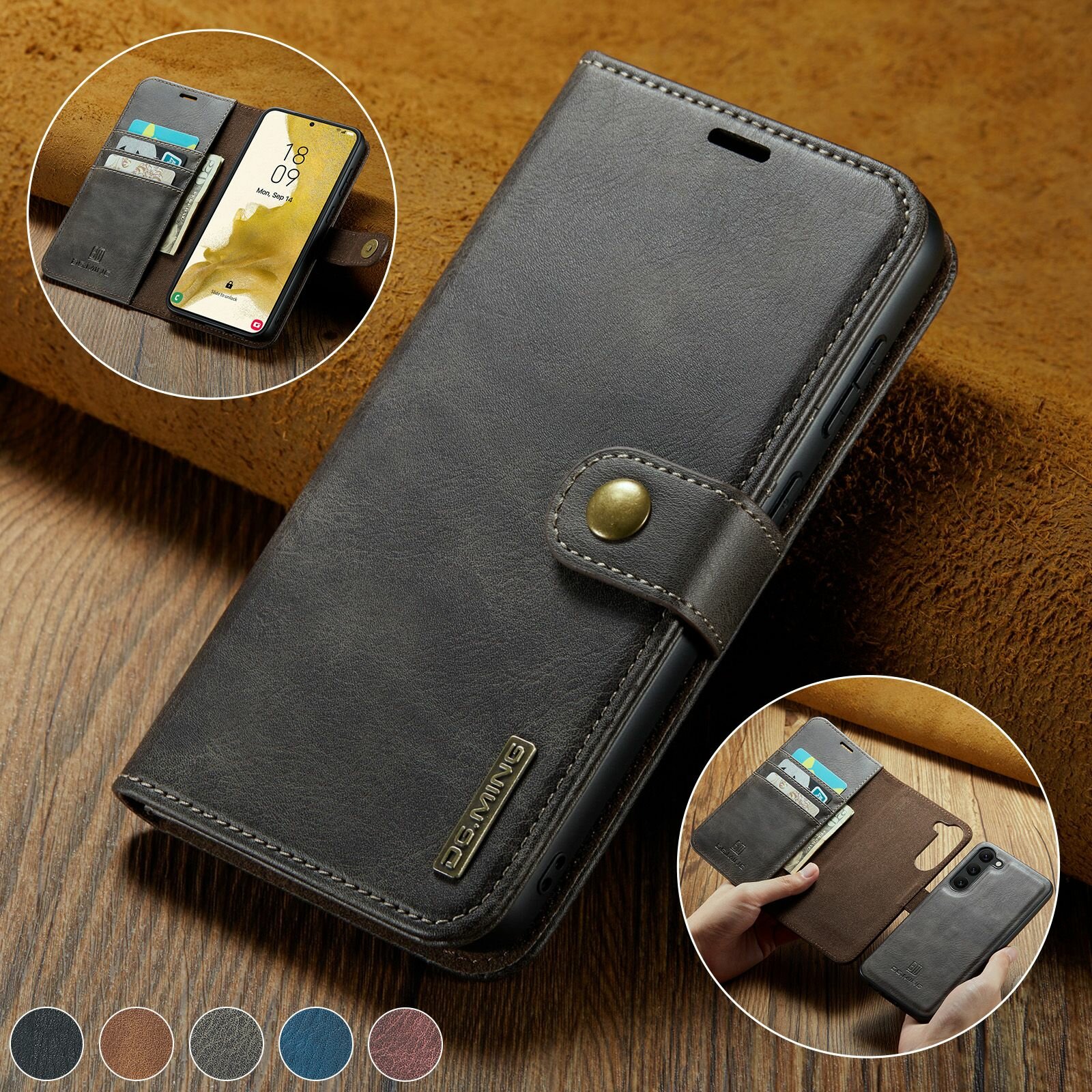 DG.MING Винтажный кожаный чехол для Samsung Galaxy S23+ S23 Plus (Эпл Самсунг Галакси C23 Плюс ), чехол из натуральной кожи 2 в 1, чехол для телефона-кошелька