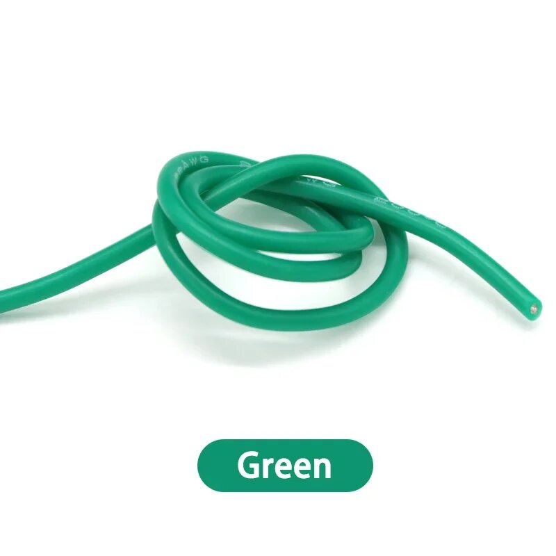 Термостойкий кабель 30-10 AWG медный силиконовый 14 AWG, зеленый, 1m