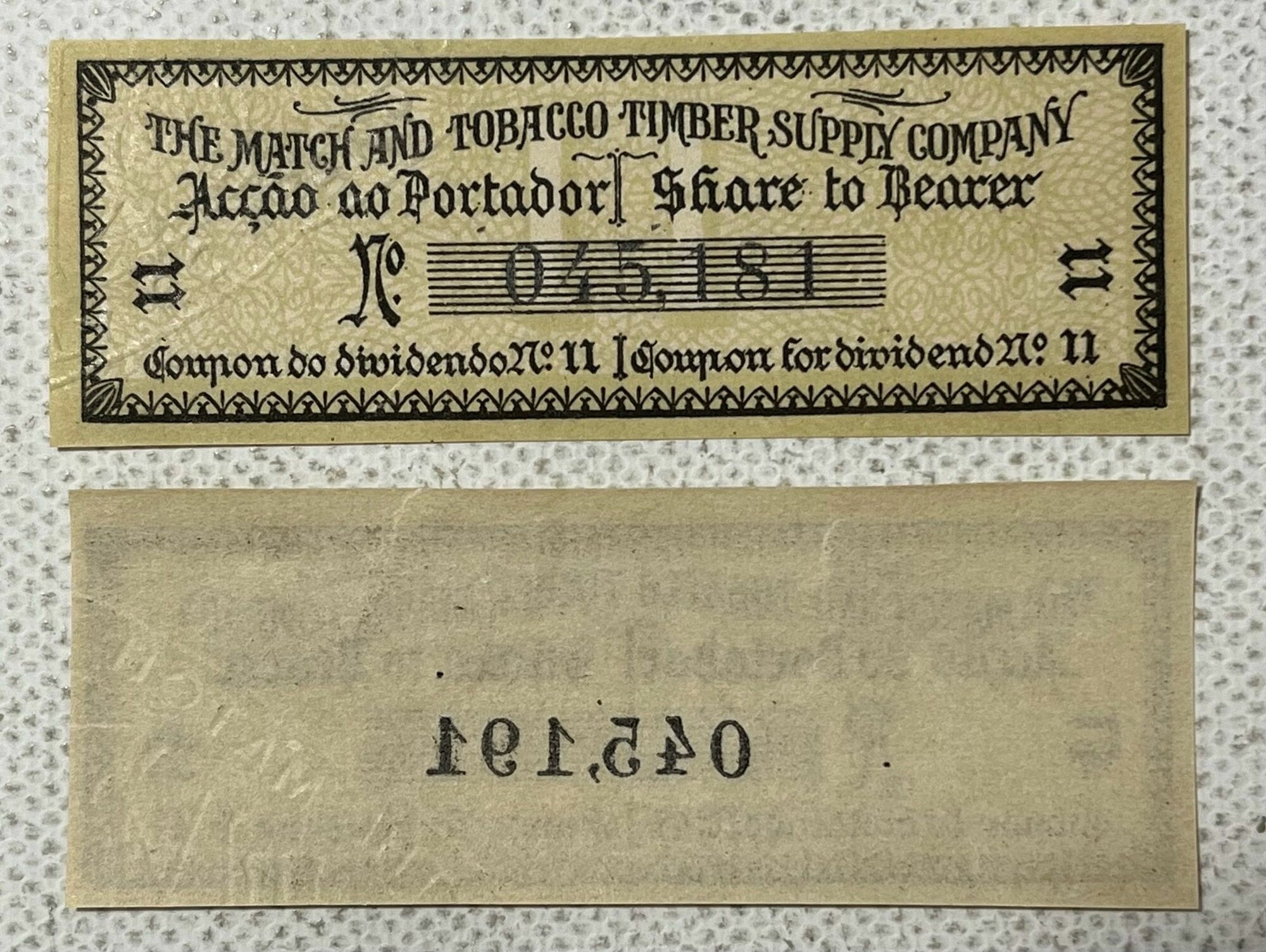 Купон от акции. Акция Lucco ao Portador