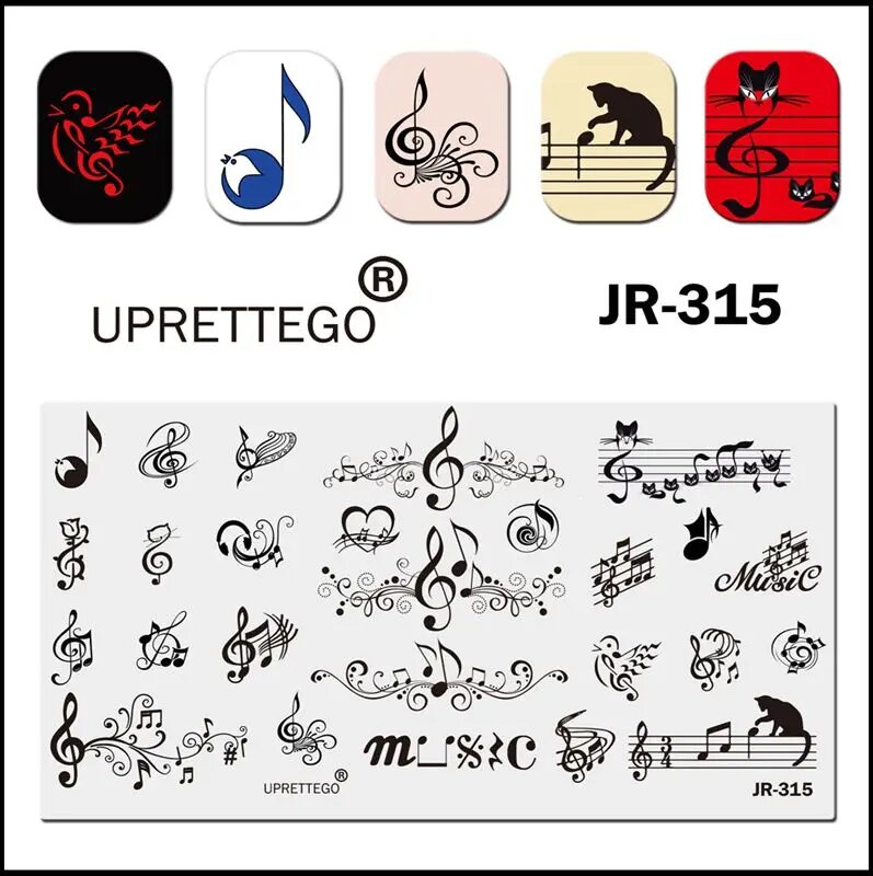 Трафарет для стемпинга UPRETTEGO JR315 "Музыка"