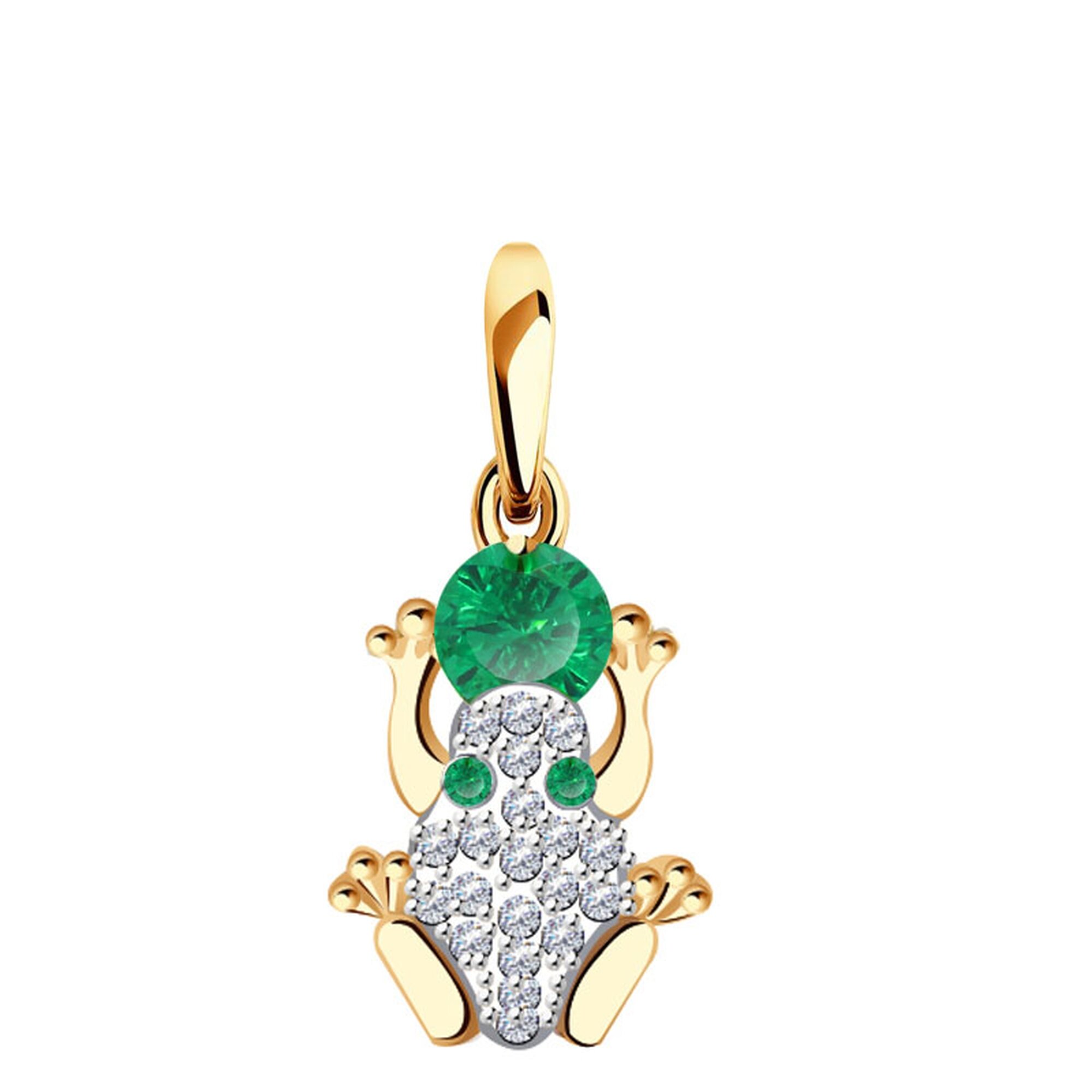 Подвеска, красное золото, 585 проба, фианит