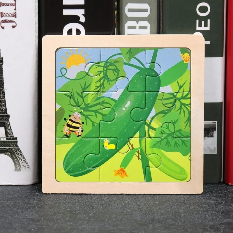 Деревянные 3D пазлы Vokmascot 9 шт. для детей 3-6 лет 23-cucumber