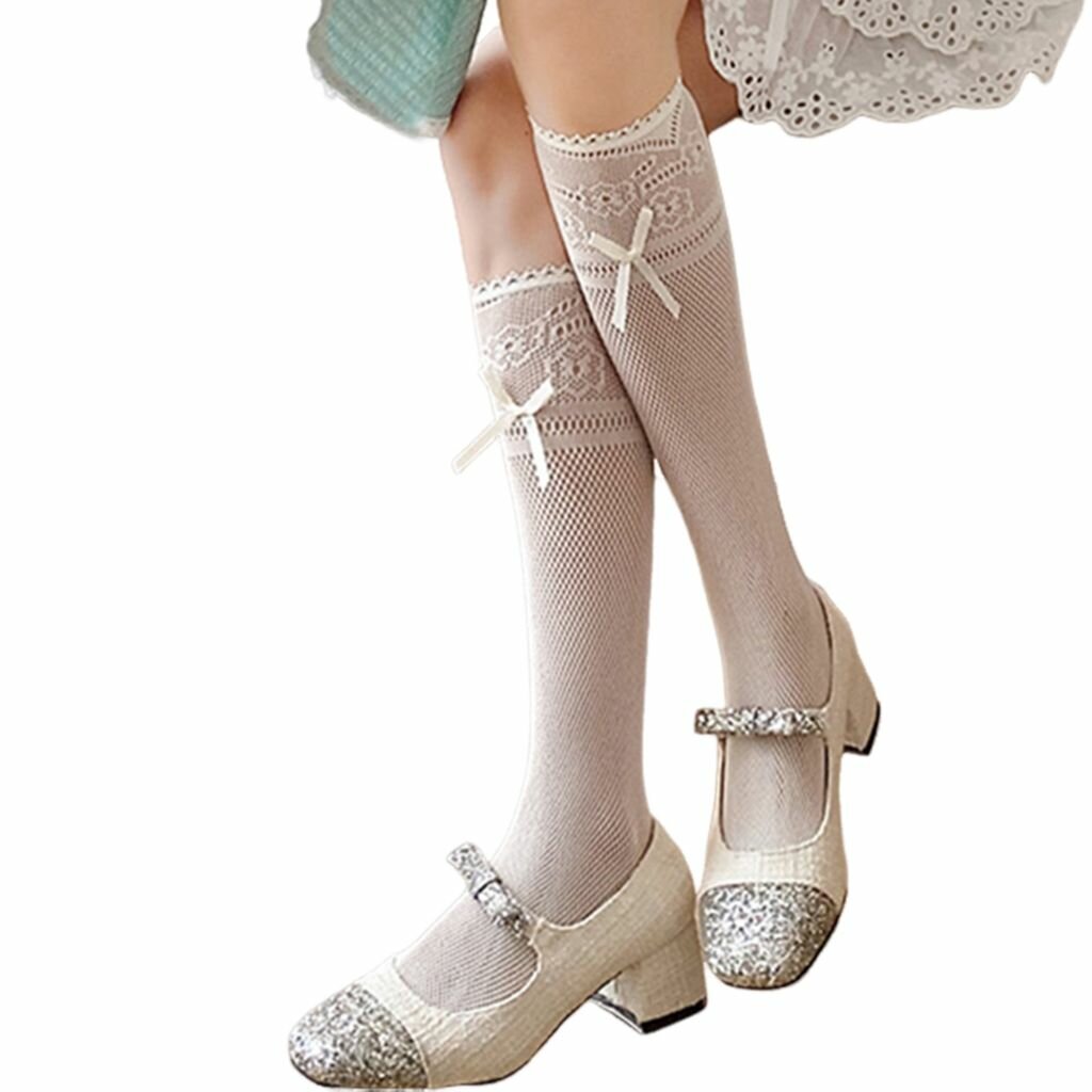 Чулки с бантом "Лолита"-Бежевый