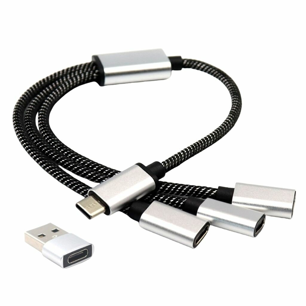 USB C на 2/3 гнездовой адаптер, разветвитель порта, кабель OTG для быстрой синхронизации данных