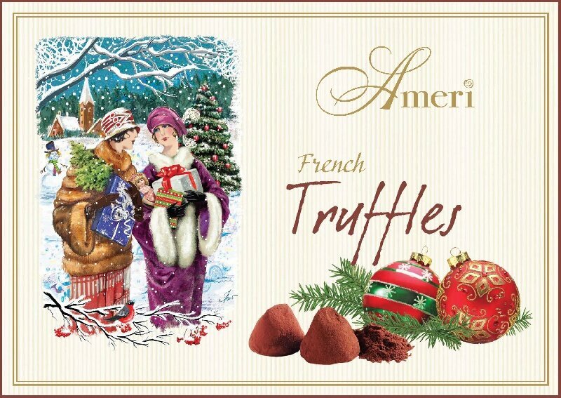 Трюфели AMERI 4TR03126 (2585) Truffles French классические "Канун Рождества" НГ-рукав /картон/ 500г