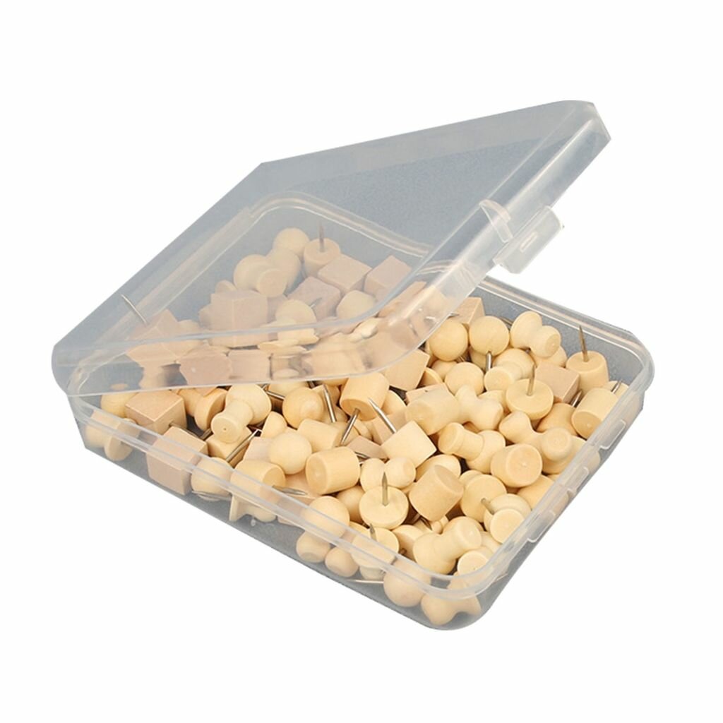 Набор канцелярских кнопок, деревянные кнопки для большого пальца, декоративный набор для деревянной стены из пробковой доски с коробкой-картой