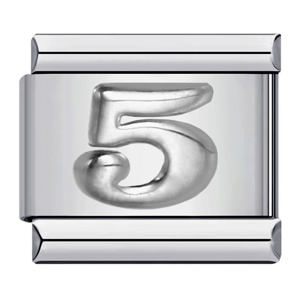 Серебряный шарм Uring с цифрой 5, ICY708