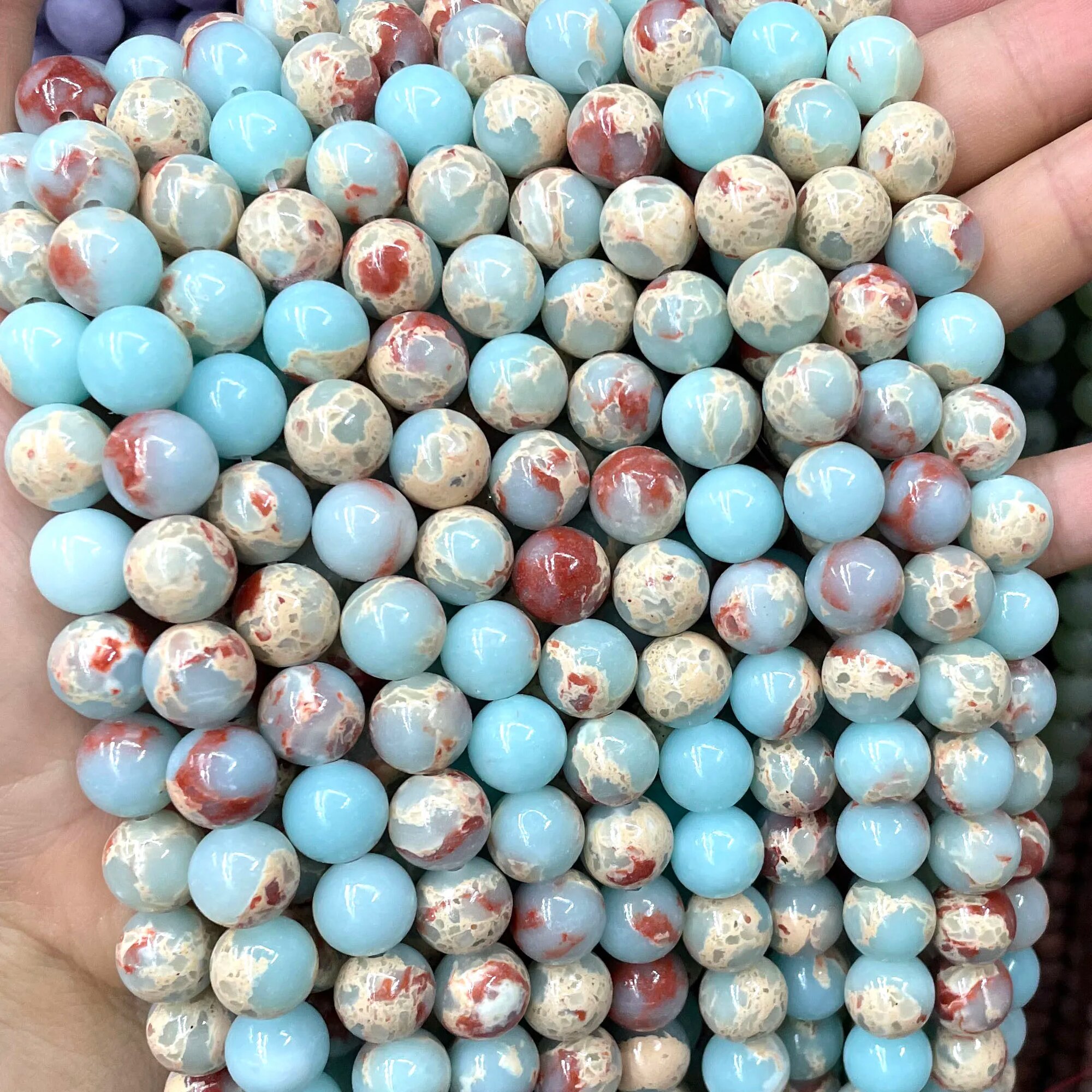 SYSRXLR Бусины из синей яшмы 4-14 мм 8mm 45pcs beads, Синий