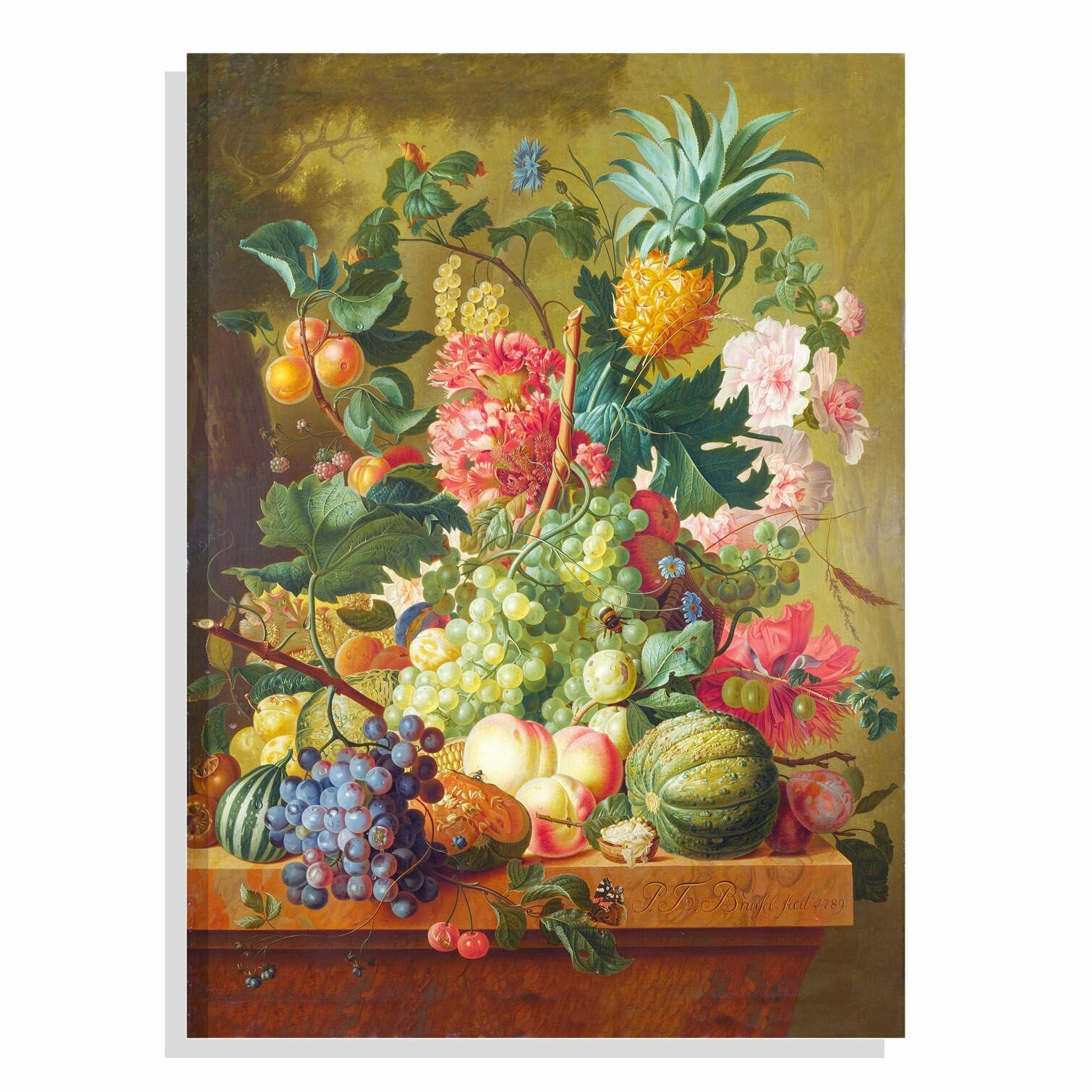 Картина на холсте, репродукция Фрукты и Цветы - Пауль Теодор фон Бруссель