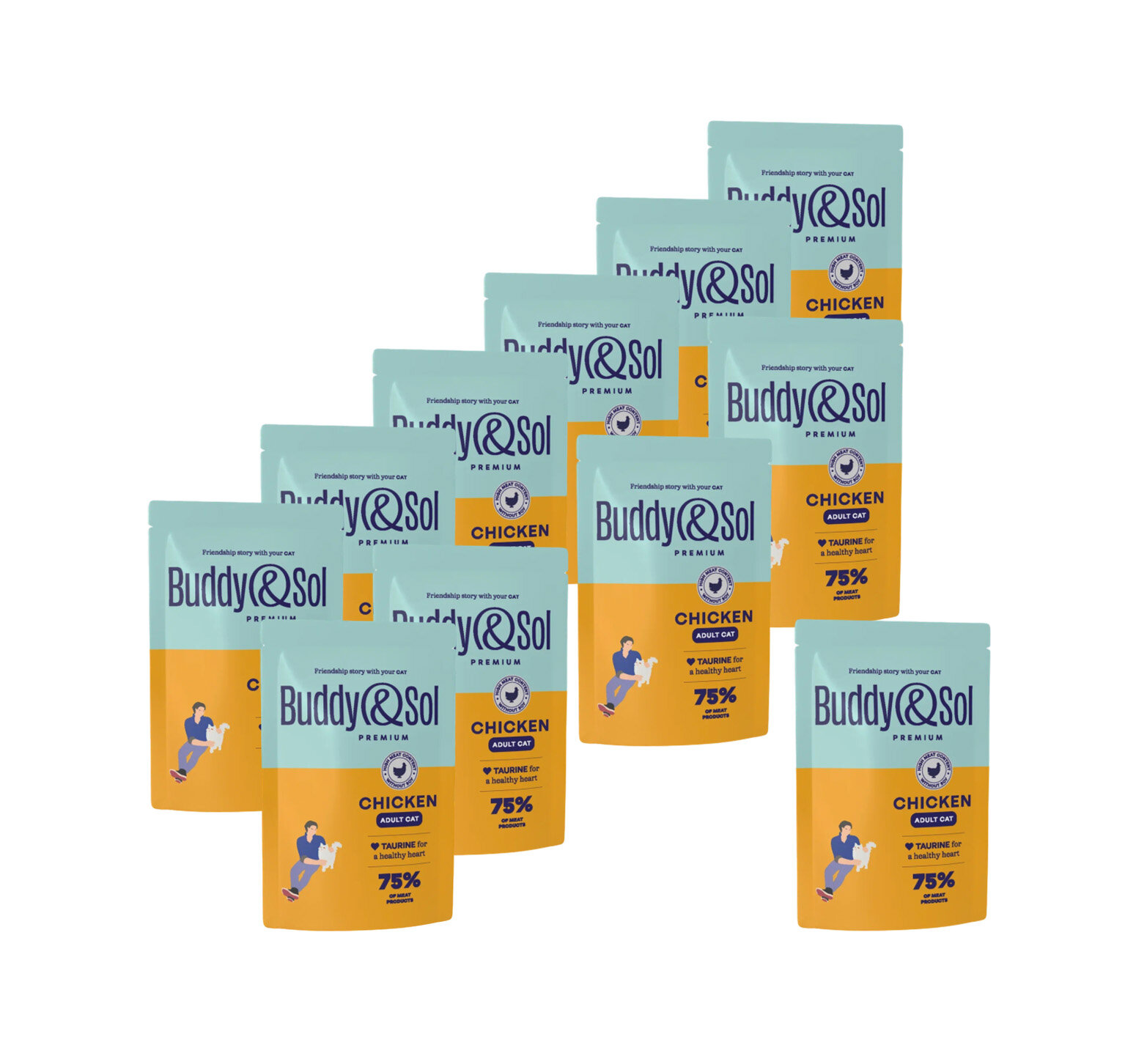 Buddy&Sol PREMIUM ADULT для взрослых кошек (курицав соусе) 0,085г x 12 шт.