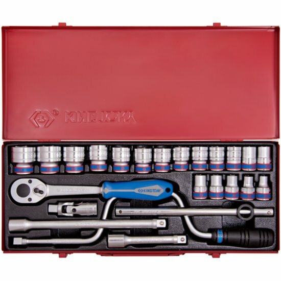 Набор торцевых головок King Tony с принадлежностями 1/2", шестигранные, 10-32 мм, 24 предмета, 4325MR