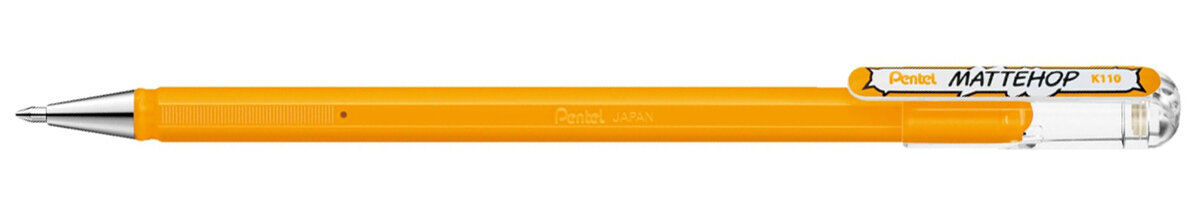 Pentel гелевая ручка Mattehop K110-VF2X-BO96 d 1 мм цвет желто-оранжевый, укрывистые чернила 1шт