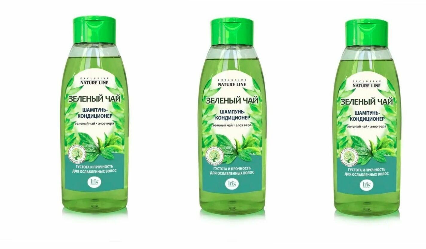 Шампунь-кондиционер для волос Iris, Exclusive nature line, Зеленый чай, 520 мл, 3 шт