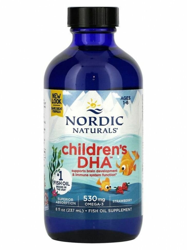 Nordic Naturals, ДГК для детей от 1 до 6 лет, со вкусом клубники, 530 мг, 237 мл (8 жидк. унций)
