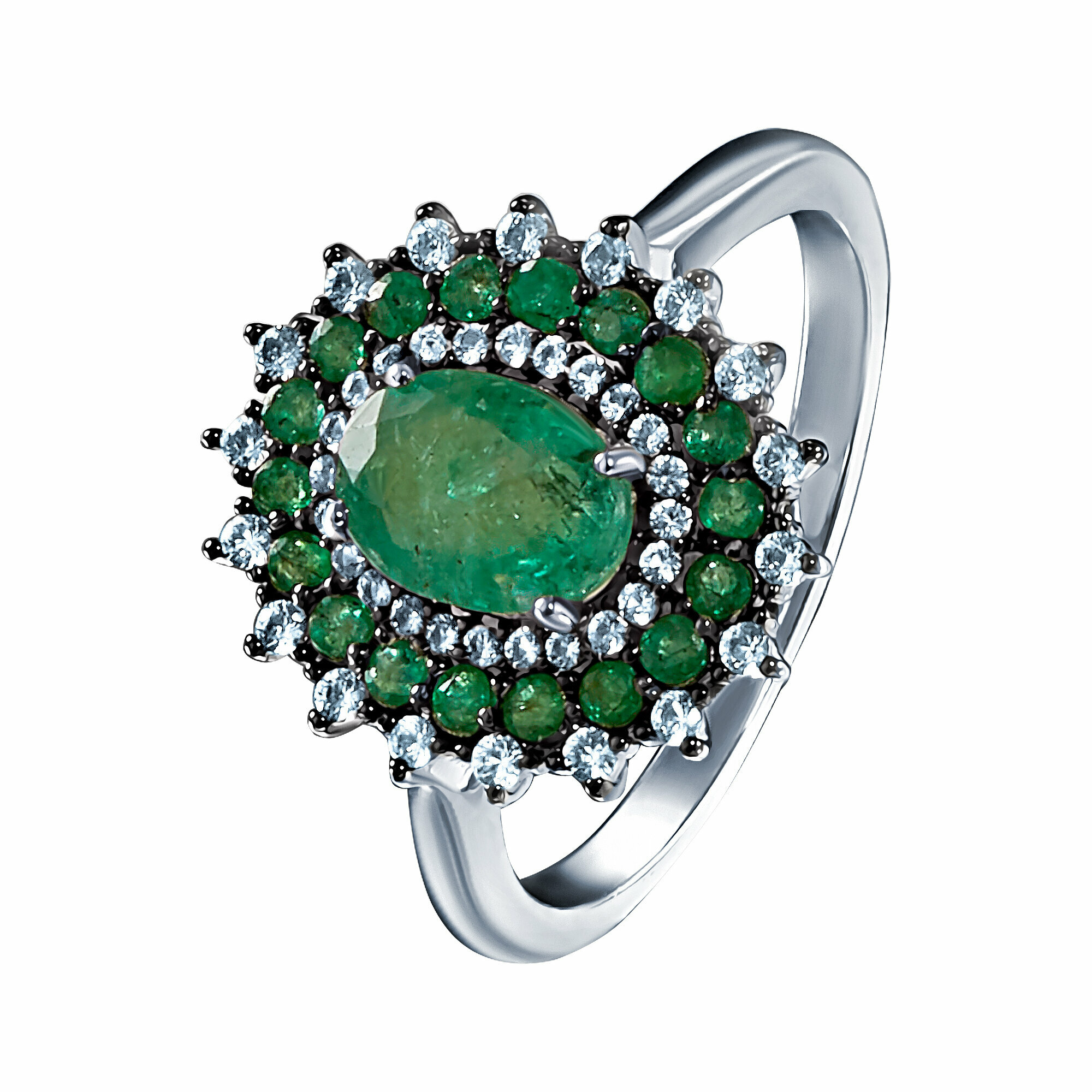 Кольцо, серебро, 925 проба, берилл, топаз