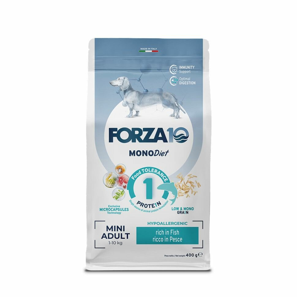 Forza10 Mini Diet Pesce сухой корм для взрослых собак мелких пород с рыбой - 400 г х 2 шт