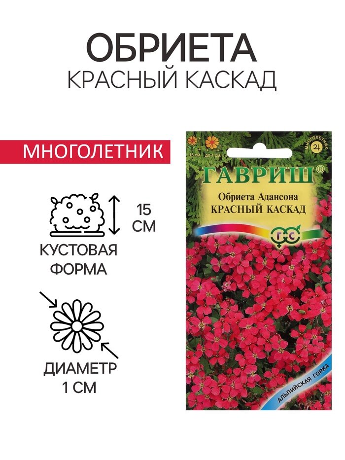 Семена цветов Обриета "Красный каскад", ц/п, 0,05 г 7613957