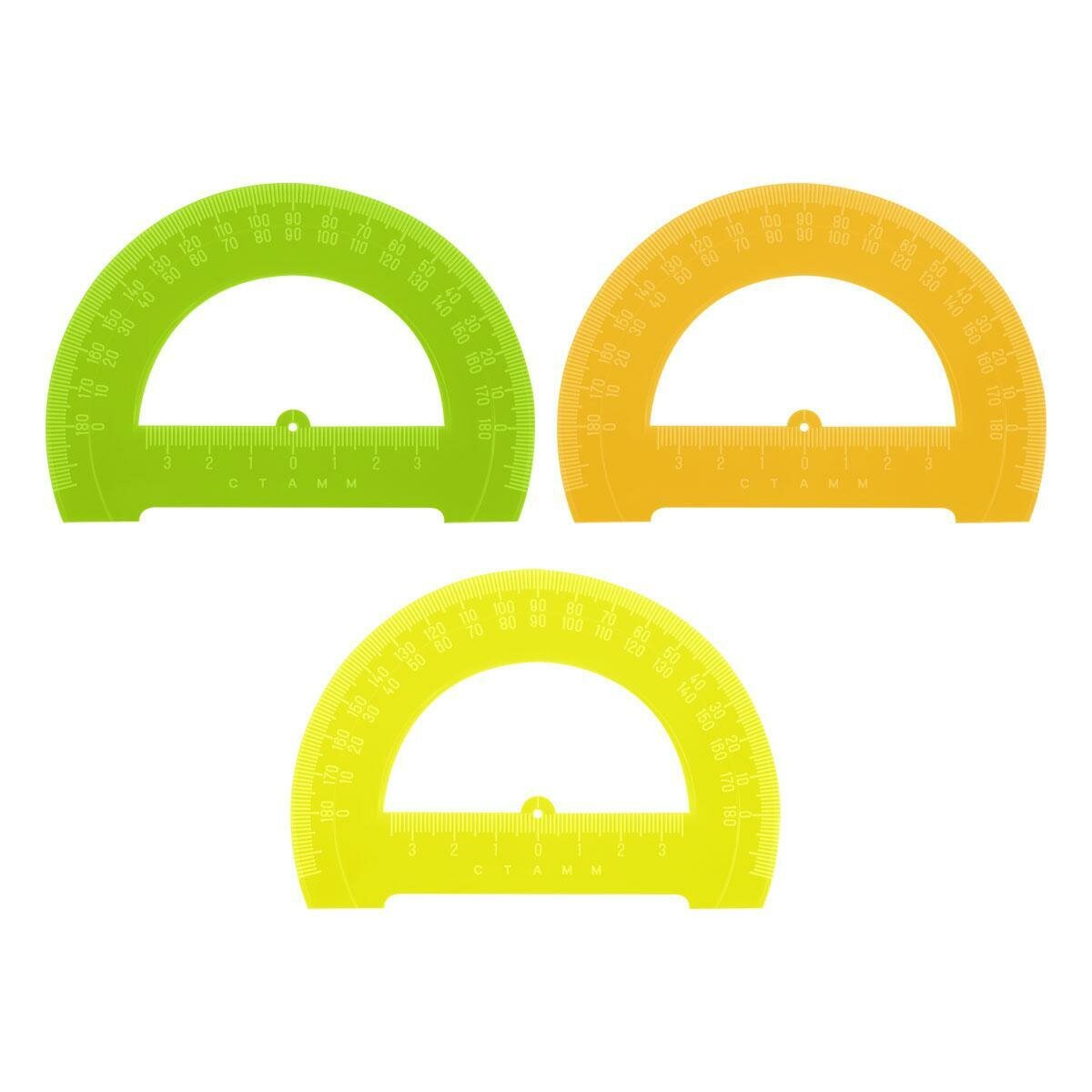 Транспортир пластиковый 'NEON Crystal' 180°, 12см, разноцветный принт