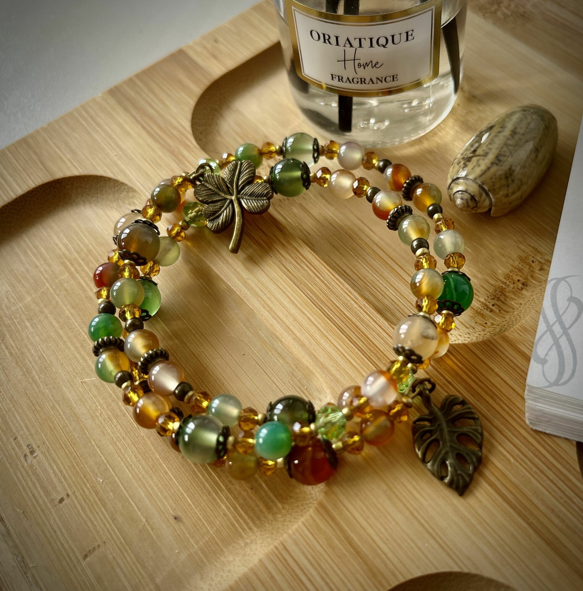 Браслет, стекло, агат