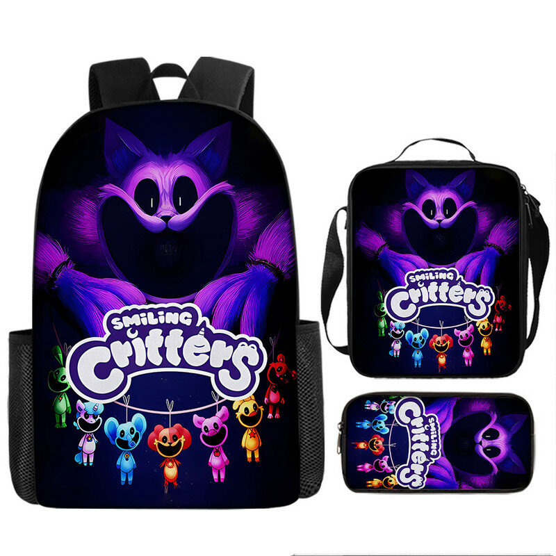 Рюкзак школьный + сумка через плечо + пенал-3 и 1 Сумка школьная мальчика для девочки подарок- smiling critters