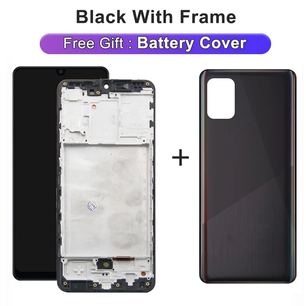 Для Samsung A31 для AMOLED A315 A315F A315G/DS A315G A315N ЖК-дисплей с цифровым преобразователем сенсорного экрана в сборе, замена Black Frame Cover