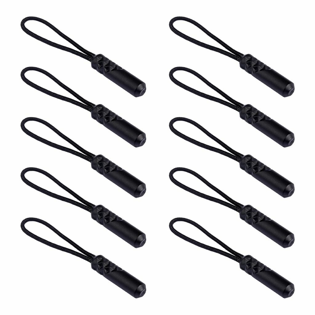 10 шт. Надежные шнуры для молний рюкзаков, чемоданов, палаток, Черный