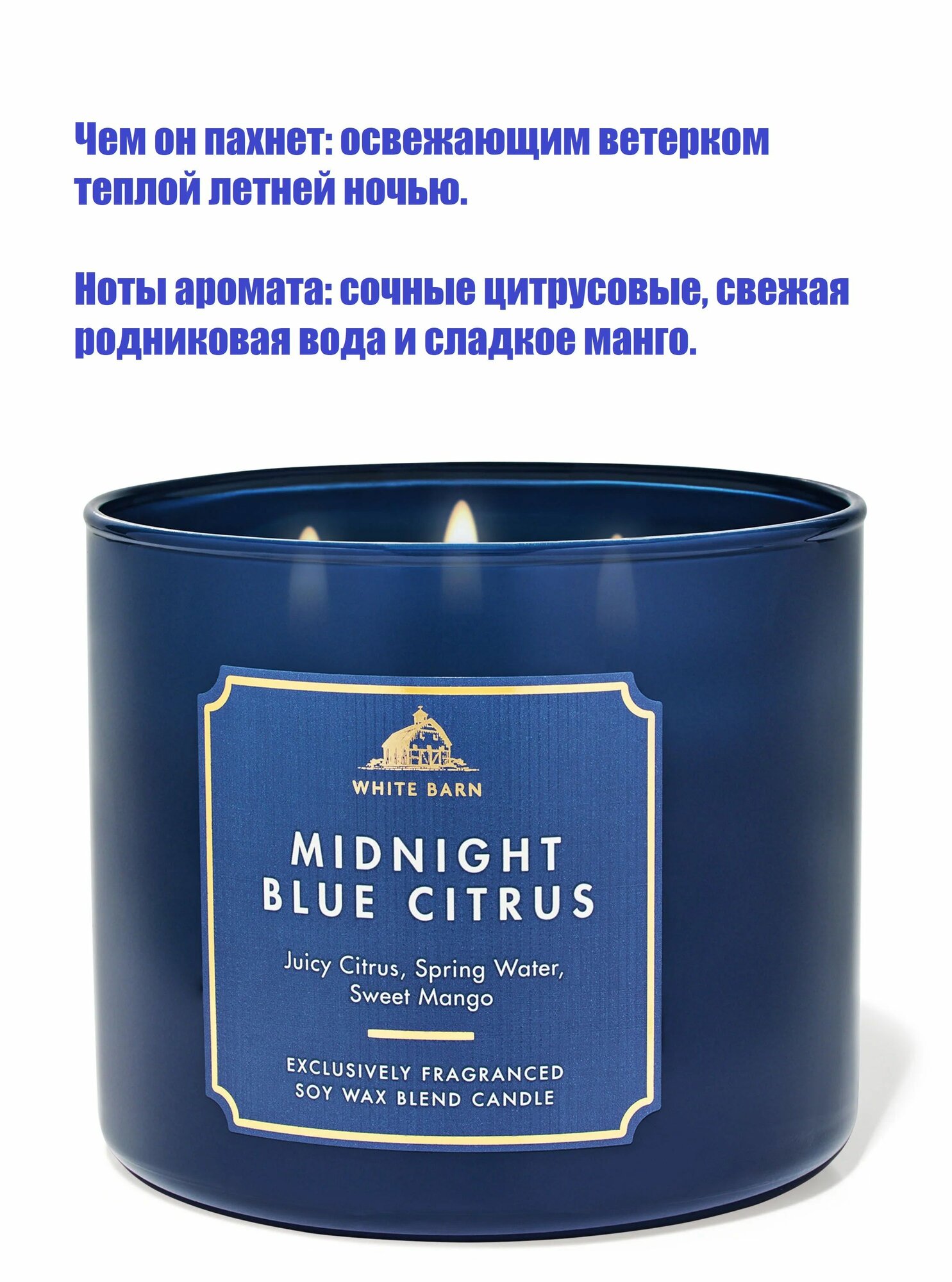 Bath and Body Works свеча ароматическая с 3-мя фитилями Midnight Blue Citrus (411 грамм)