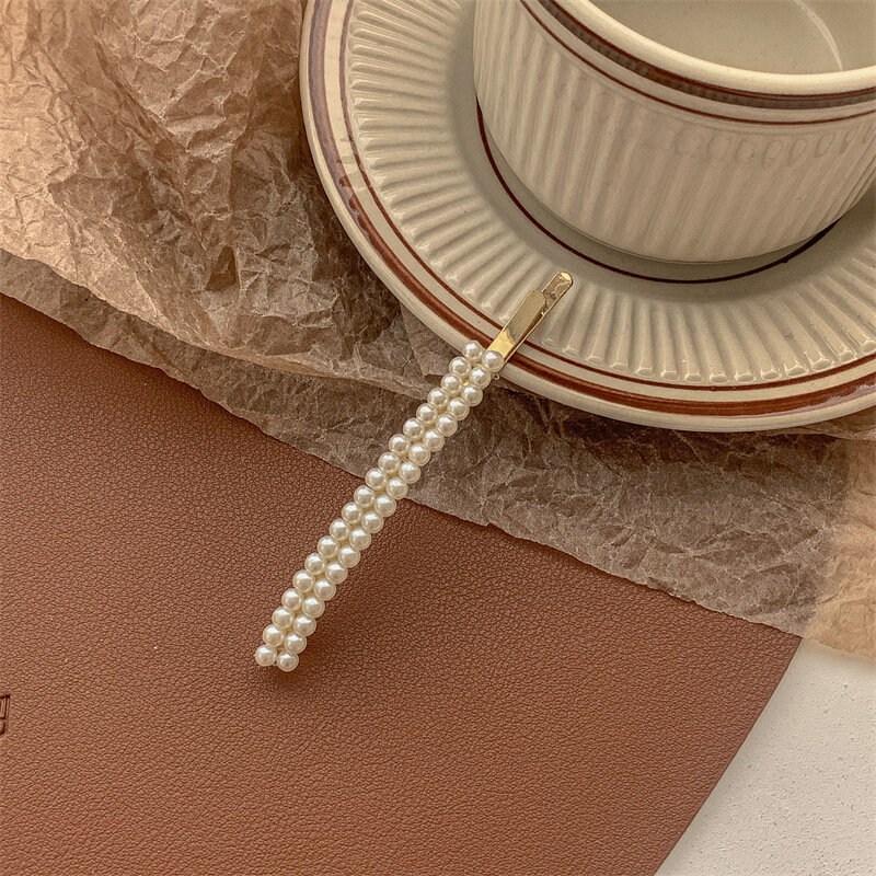 Заколка для волос "Жемчуг", двухрядная, цвет жемчужно-золотой