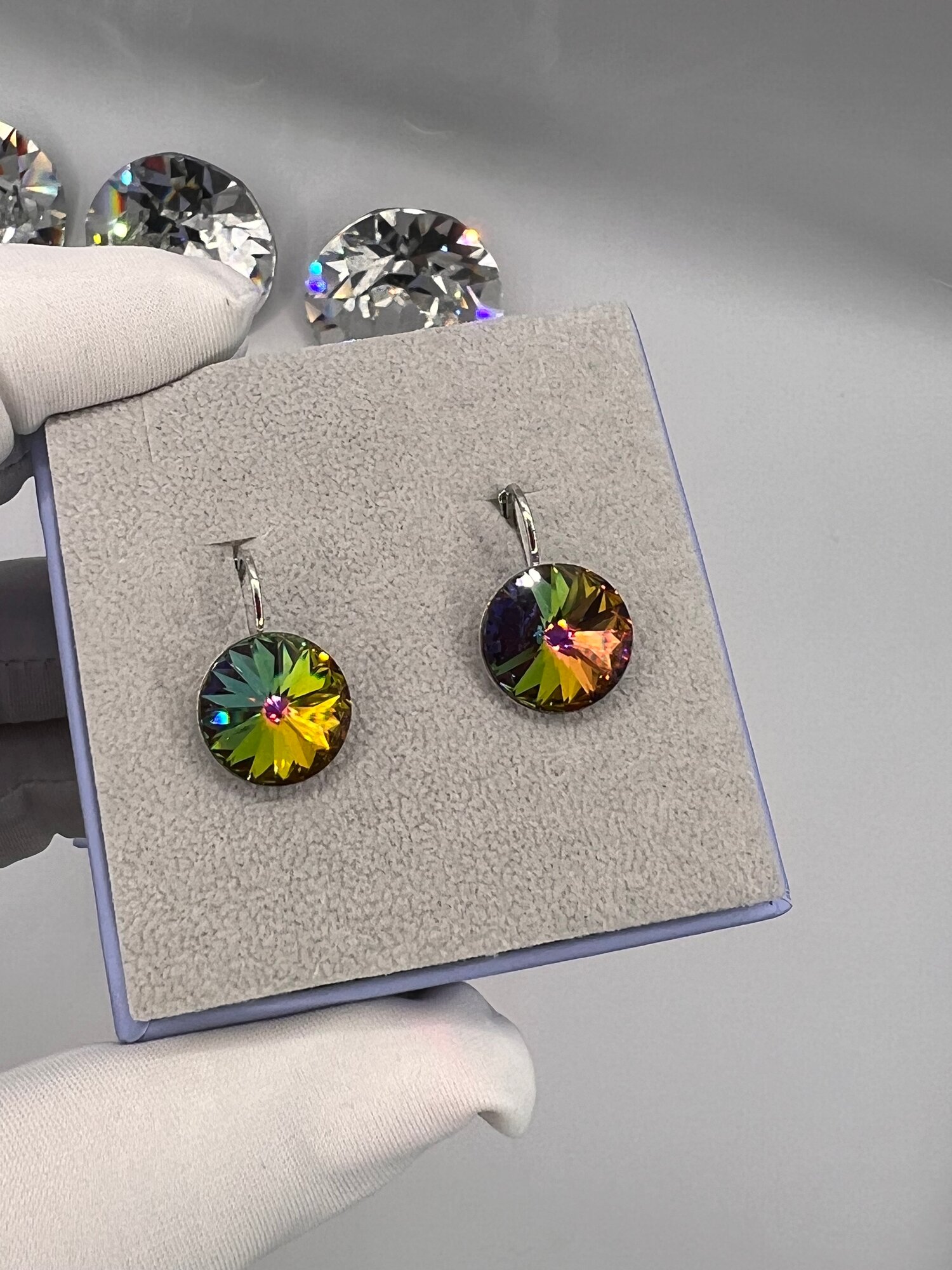Серьги одиночные, кристаллы Swarovski