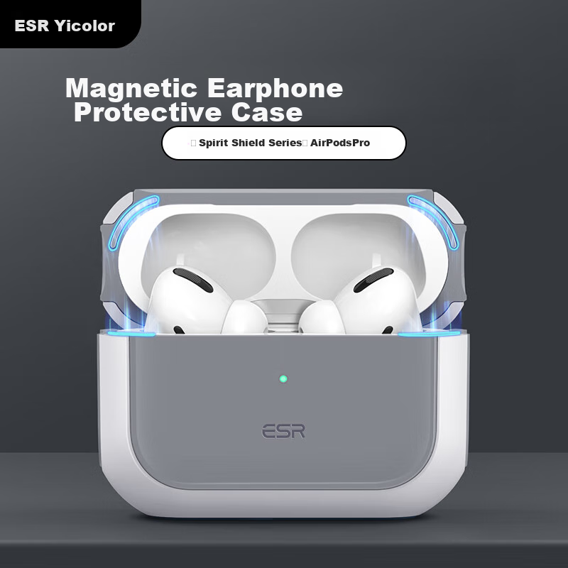 ESR AirPods Pro 2nd Generation Protective Case, Apple Earphone Case, MagSafe Magnetic Earphone Case, Wireless Charging, Bluetooth Earbuds, Anti-Slip, Shockproof, Magnetic Case, White