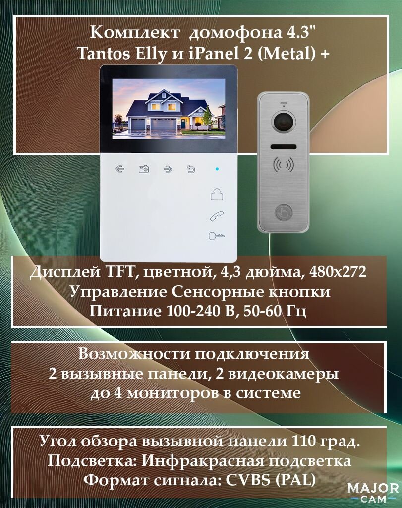 Комплект видеодомофона Elly и iPanel 2 (Metal) +