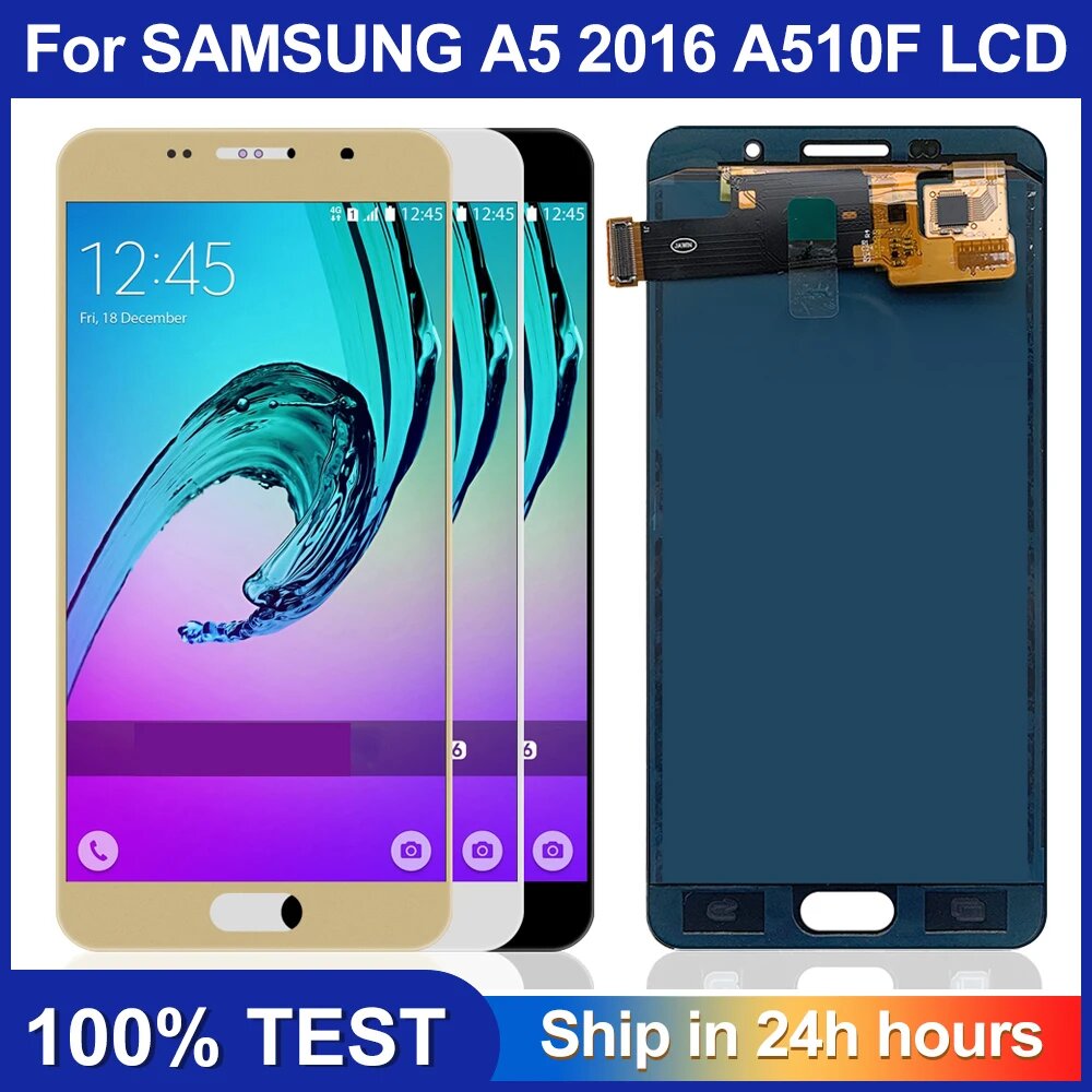 100% протестировано для Samsung Galaxy A5 2016 A510F A510M ЖК-дисплей с цифровым преобразователем сенсорного экрана в сборе для Samsung A510, замена ЖК-дисплея TFT Black