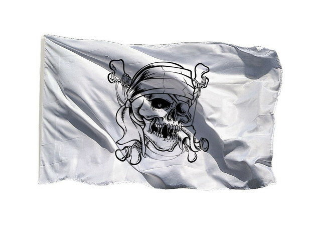 Флаг пиратский Роджера на шёлке, 70х105 см для ручного древка