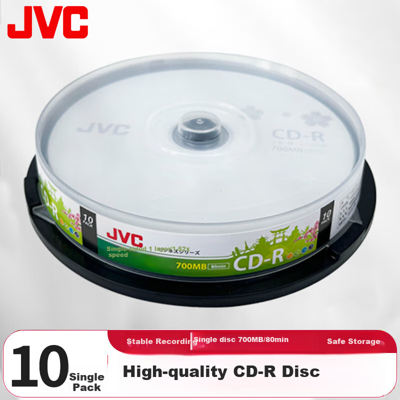 JVC / JWEI CD-R Discs 52X 700MB Office Series 10-Pack Spindle Blank CDs