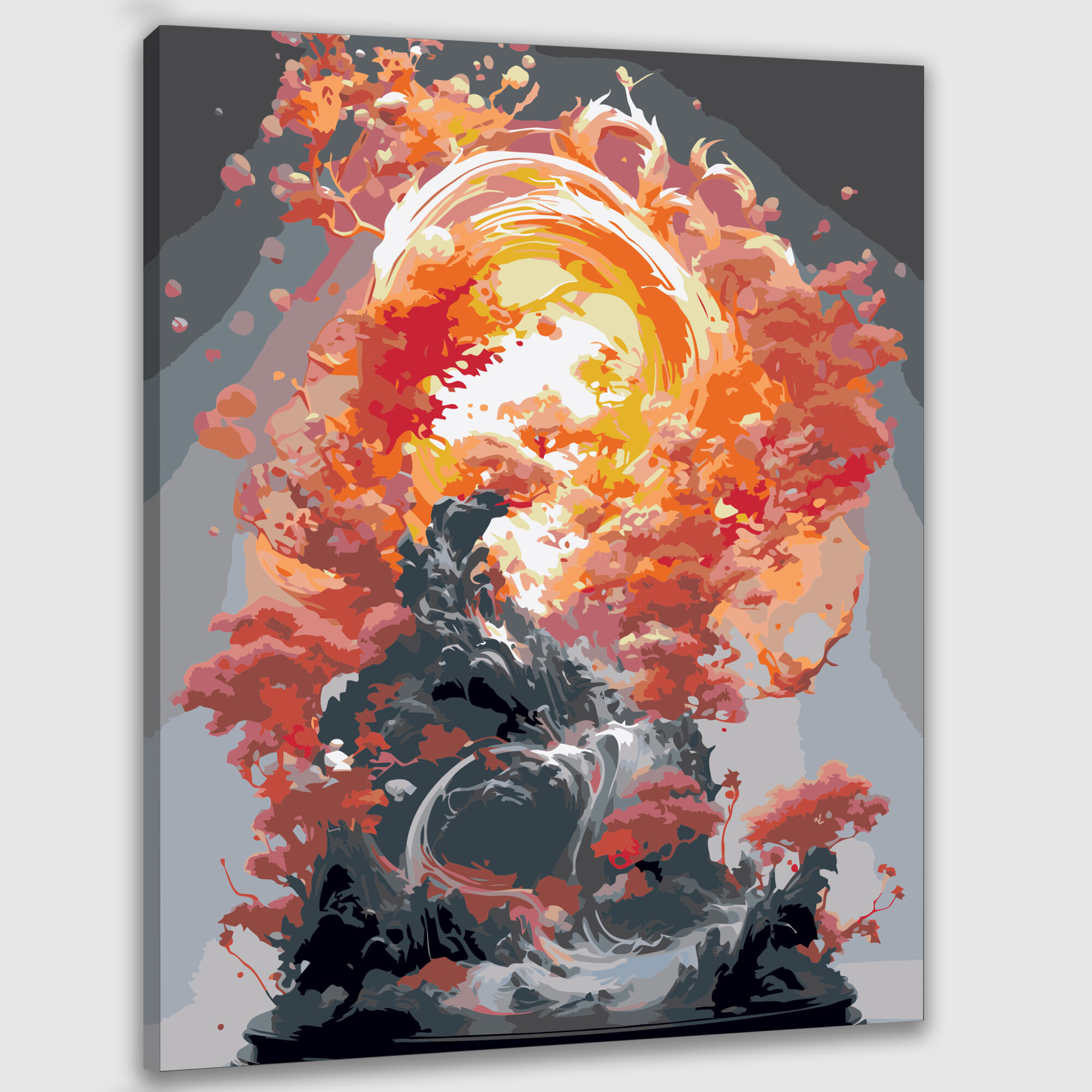 Картина по номерам 40x50 см, Genshin Impact, цифровая живопись, смешанная техника, 2D и 3D элементы, персонажи, вода