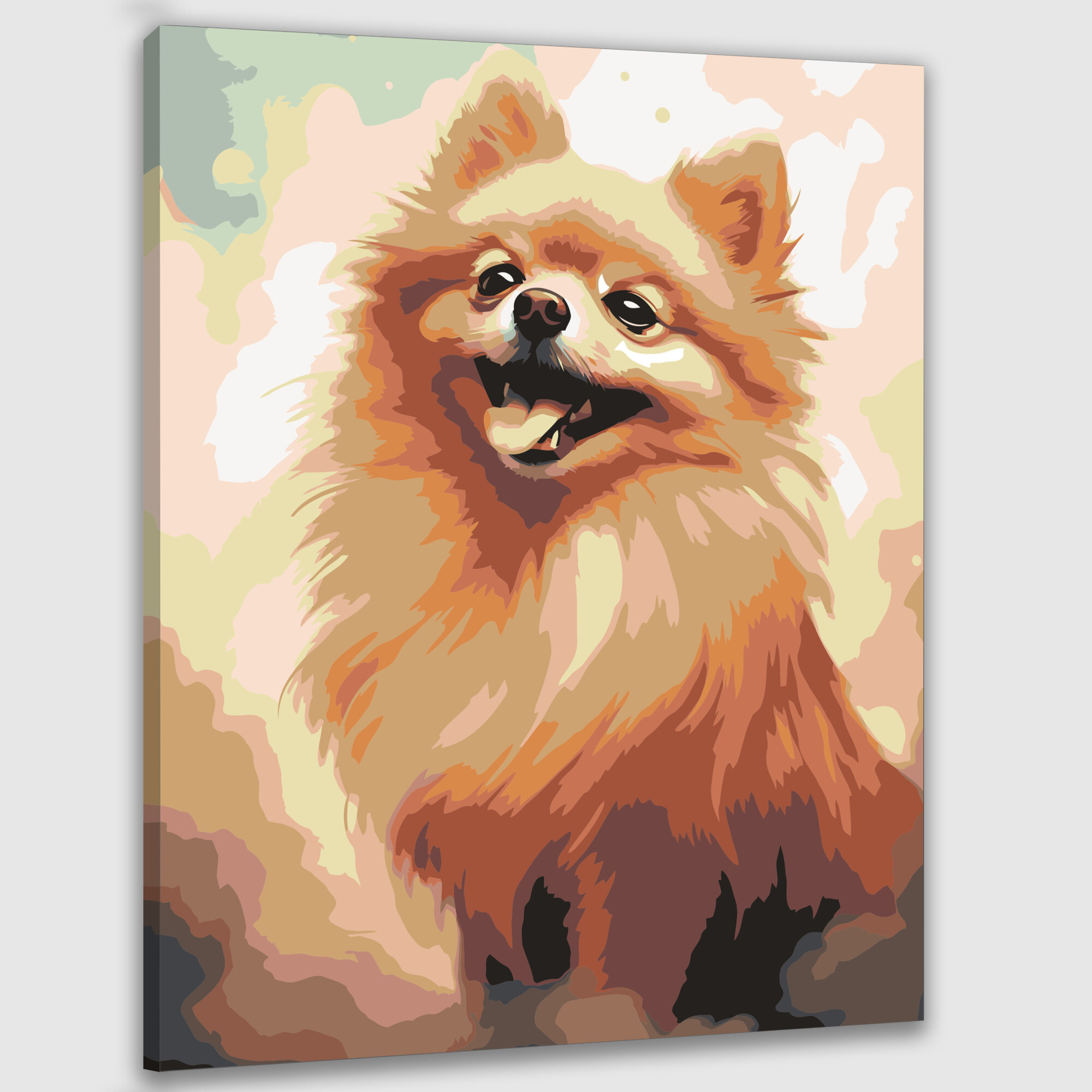 Картина по номерам 40x50 см, шпиц, мех, золотистый, роскошный, элегантность, грация, поза, голова, выражение, лицо