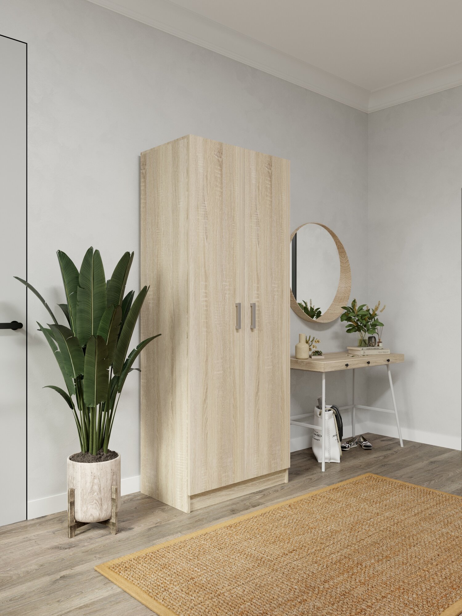 Шкаф для одежды РИК распашной двухстворчатый с полками 80х48х204 см дуб сонома