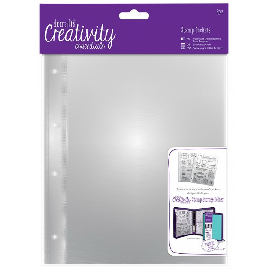 Набор файл-пакетов для папки-органайзера для хранения штампов, А5 14,8 х 21 см прозрачный DOCRAFTS DCE105901